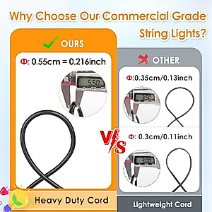 Mlambert 144Ft(3x48ft) Multicolor Outdoor Patio Lights, Dimmable RGB Cafe String Lights with 45+6 Waterproof LED Bulbs for Garden Bistro-Black 3 Pack