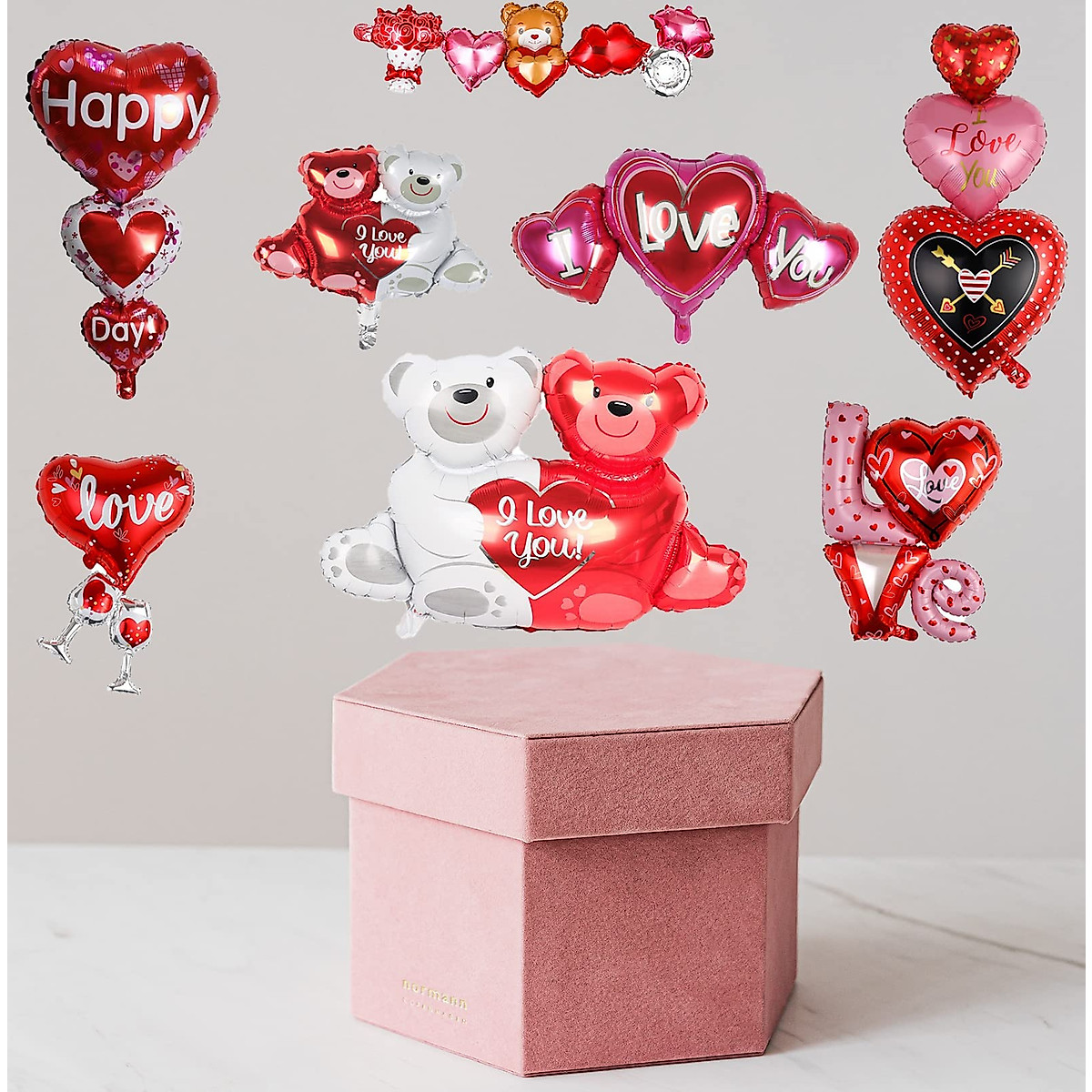 Valentines Day Heart Shaped I Love You Foil Balloons Decorations, Romantic Love Happy Anniversary Foil Balloons Valentine Day Party Decorations
