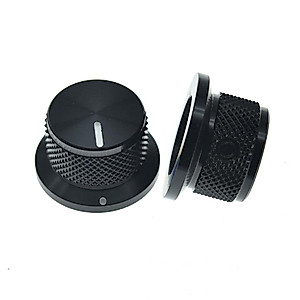 2-Pack Set Screw Style Aluminium Potentiometer Knobs 1/4" Universal Top Hat Knobs Bell Volume Tone Control Knobs for Guitar/Bass/AMPS/Preamps Black