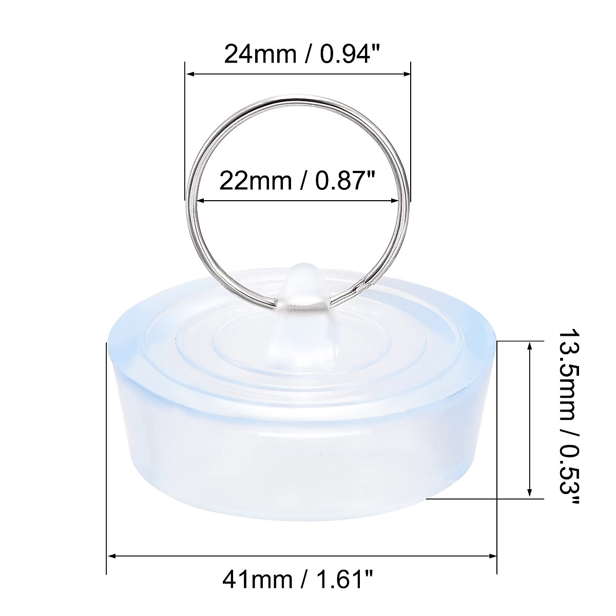 uxcell Rubber Sink Plug, Drain Stopper Clear Blue Fit 38-40mm with Hanging Ring for Bathtub Kitchen and Bathroom 2 Pcs