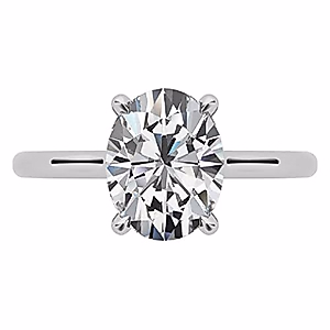 10K Solid White Gold Handmade Engagement Rings, 2 CT Oval Cut Moissanite Diamond Solitaire Bridal/Wedding Rings for Women/Her, Minimalist Ring Anniversary Ring For Gifts (5)