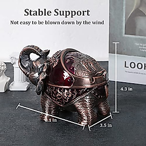SogYupk Elephant Ashtray-Outdoor Windproof Metal Ashtray with Flip Cover-Indoor Multifunctional Recreation/Office Ashtray, Vintage Drop Resistant Ashtray,Men and Ladies Gift (Purple)