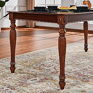 JESONVID Solid Wood Dining Table with Drawer, 67.3" Kitchen Dining Room Tables Mid Century Style 6-8 Person Natural Cherry Wooden Rectangle Extension Farmhouse Rustic Table Furniture,CCZ1533