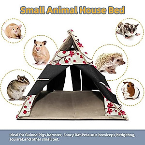 Y-DSIWX Guinea Pig House Bed, Rabbit Large Hideout, Small Animals Nest Hamster Cage Habitats Beautiful Cherry Blossom Pattern Pink