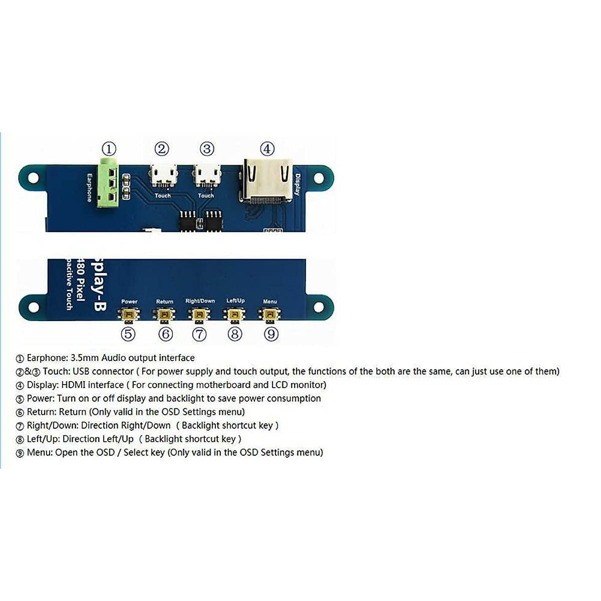DORHEA 5 inch for Raspberry Pi Display Module 5” Touch Screen 800x480 Pixel Touch Screen HDMI Display for Raspberry Pi 4 3 2 Model B RPi 1 B B+ A A+