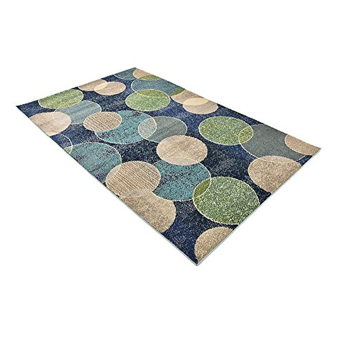 Unique Loom Chromatic Collection Modern Bokeh & Vibrant Abstract Area Rug for Any Home Décor, 5 x 8 ft, Navy Blue/Beige