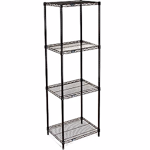 Nexel Adjustable Wire Shelving Unit, 4 Tier, NSF Listed Commercial Storage Rack, 18" x 24" x 74", Black Epoxy