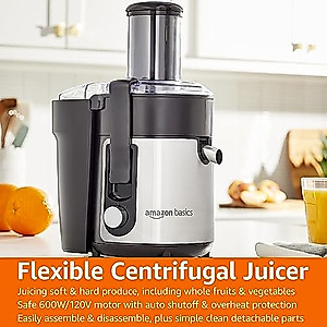 Amazon Basics Wide-Mouth, 2 speed centrifugal juicer, Black, 33.8 ounce / 1000 ML