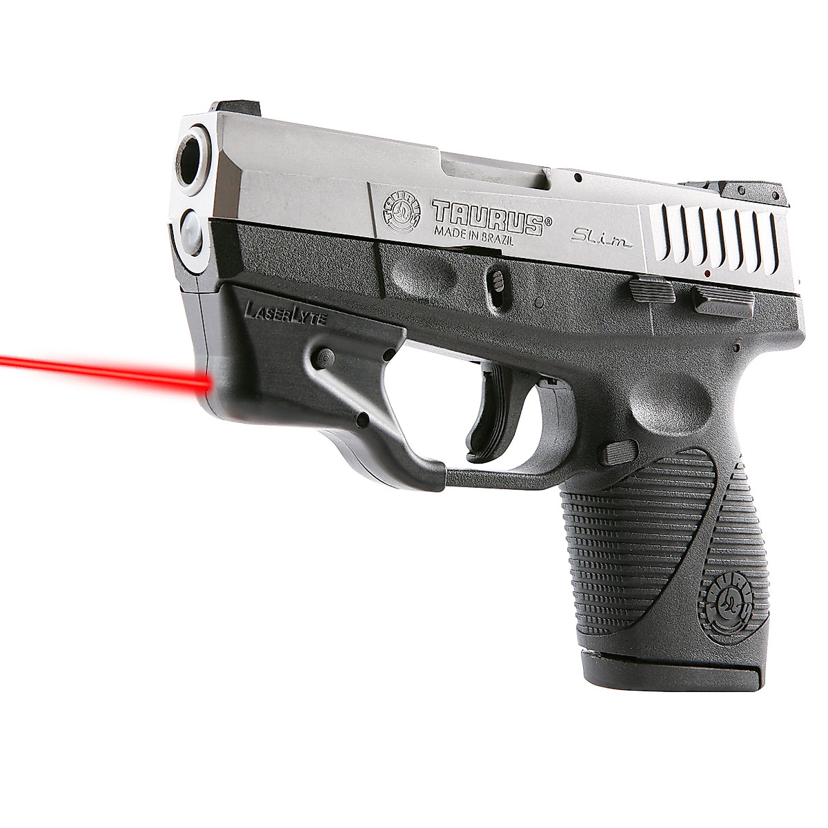LaserLyte UTA-TA Laser Sight Trainer for Taurus TCP and Slim with Push Button Activation and Auto-Off Function for Use as Laser Sight or Training Tool Black -Length: 2.10 inches/5.33 cm -Width: .78 inches/ 1.98 cm -Height: 1.44 inches/3.66 cm
