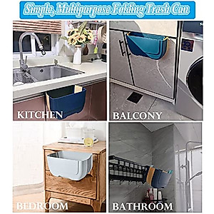 Hanging Kitchen Trash Can,Foldable Waste Bin for Kitchen,Hanging Folding Mini Trash Can for Kitchen Cabinet Door,Collapsible Hang Small Plastic Garbage Can for Cabinet/Car/Bedroom/Bathroom 3L(White)