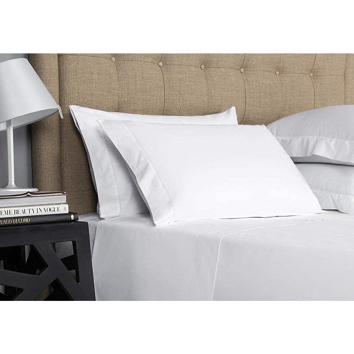 Kamas Egyptian Cotton Sateen Weave Pack of 2 Extra Large Pillowcase to Fit Your Oversized Pancake Large Huge & Gusseted Pillows (White, King Oversize- 23x43)