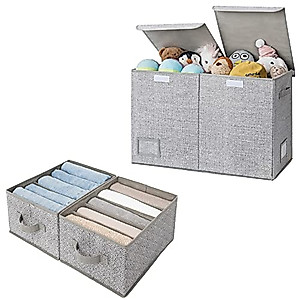 GRANNY SAYS Bundle of 1-Pack Stuffed Animal Storage Box & 2-Pack Jeans Organizer for Closet