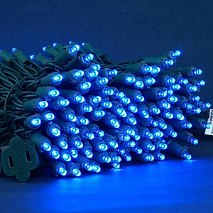 SWEET SHINE 200 Count Blue Wide Angle LED Christmas Lights, 66 ft Green Wire UL Certified Commercial Grade 5mm Holiday String Light Set (Blue)