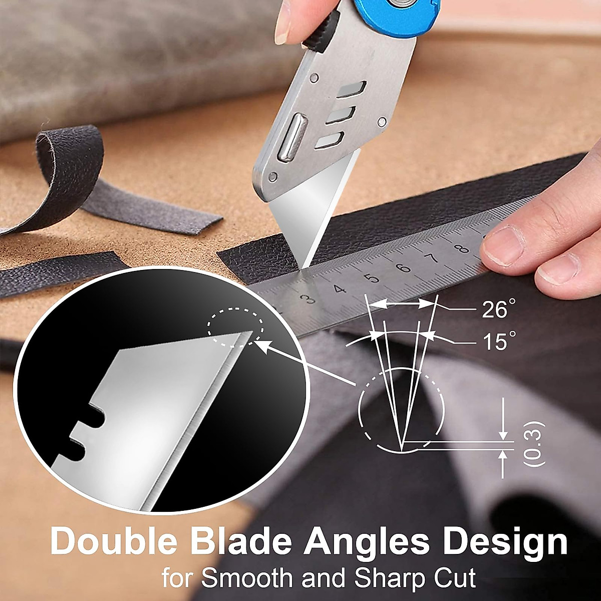 30 Pack Utility Knife Blades, SK5 Steel Heavy Duty Box Cutter Replacement Blades with Plastic Case, Standard Size Razor Blades for Most Standard Utility Knives