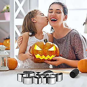 Halloween Pumpkin Carving Kit, Stainless Steel Pumpkin Carving Tools with Rubber Hammer, Safe Halloween Carving Kit for Kids Adults