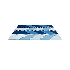 Skip Hop Baby Play Mat, Interlocking Foam Floor Tiles, 70" x 56", Playspot, Blue Ombre