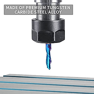 EANOSIC Downcut Spiral Router Bits 1/4 inch Shank, 1/4 inch Cutting Diameter Solid Carbide with Nano Blue Coating CNC Router Bits End Mill for Wood Cut, Carving