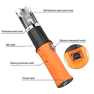 Quebuygo Electric Fish Scaler, Hand-held Cordless Powerful Electric Fish Scraper with Extra Stainless Cutter Head, Electric Descaler Fish Cleaner Tool Waterproof Design for Fish Market and Kitchen