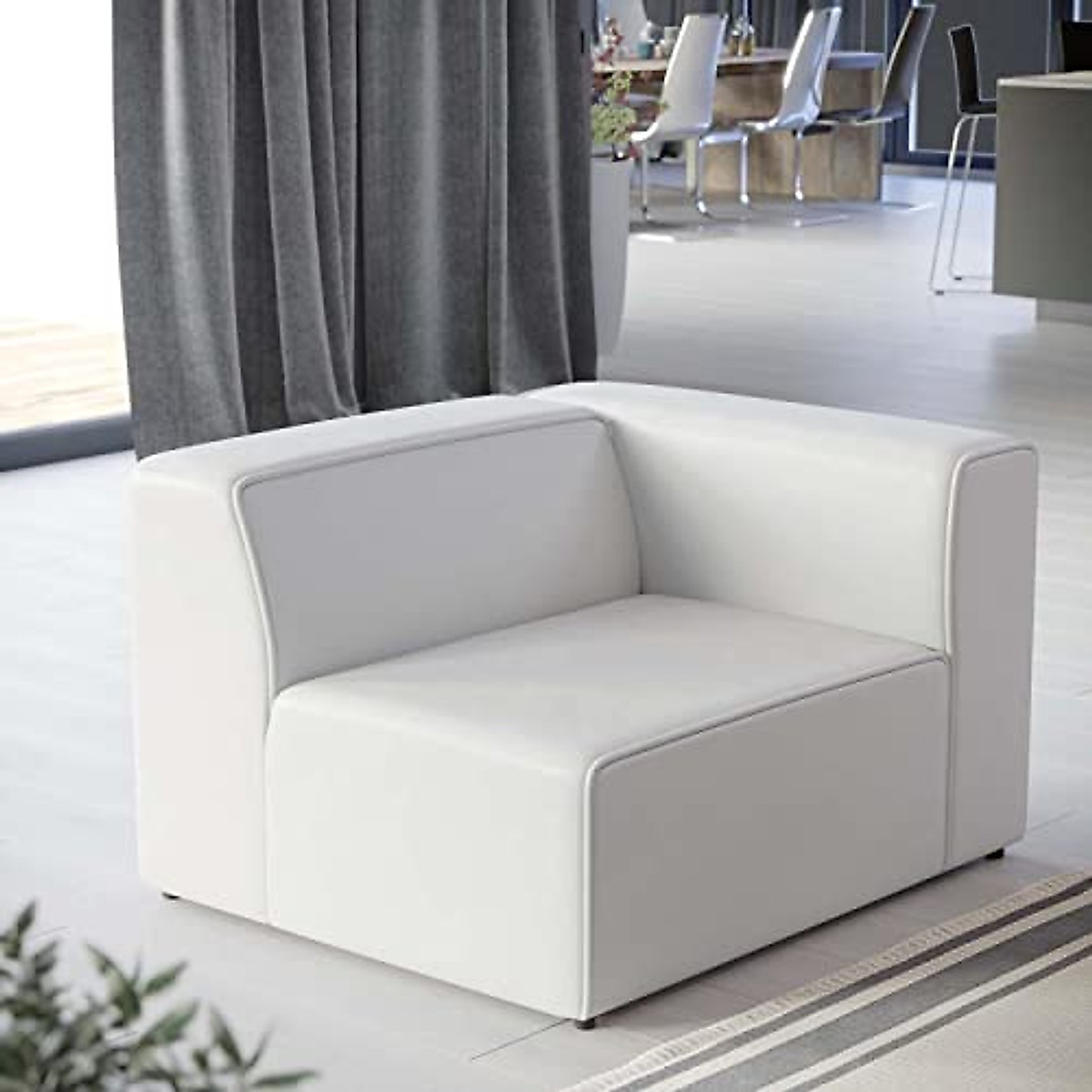 Modway Mingle Vegan Leather Sectional Sofa Right-Arm Chair, White