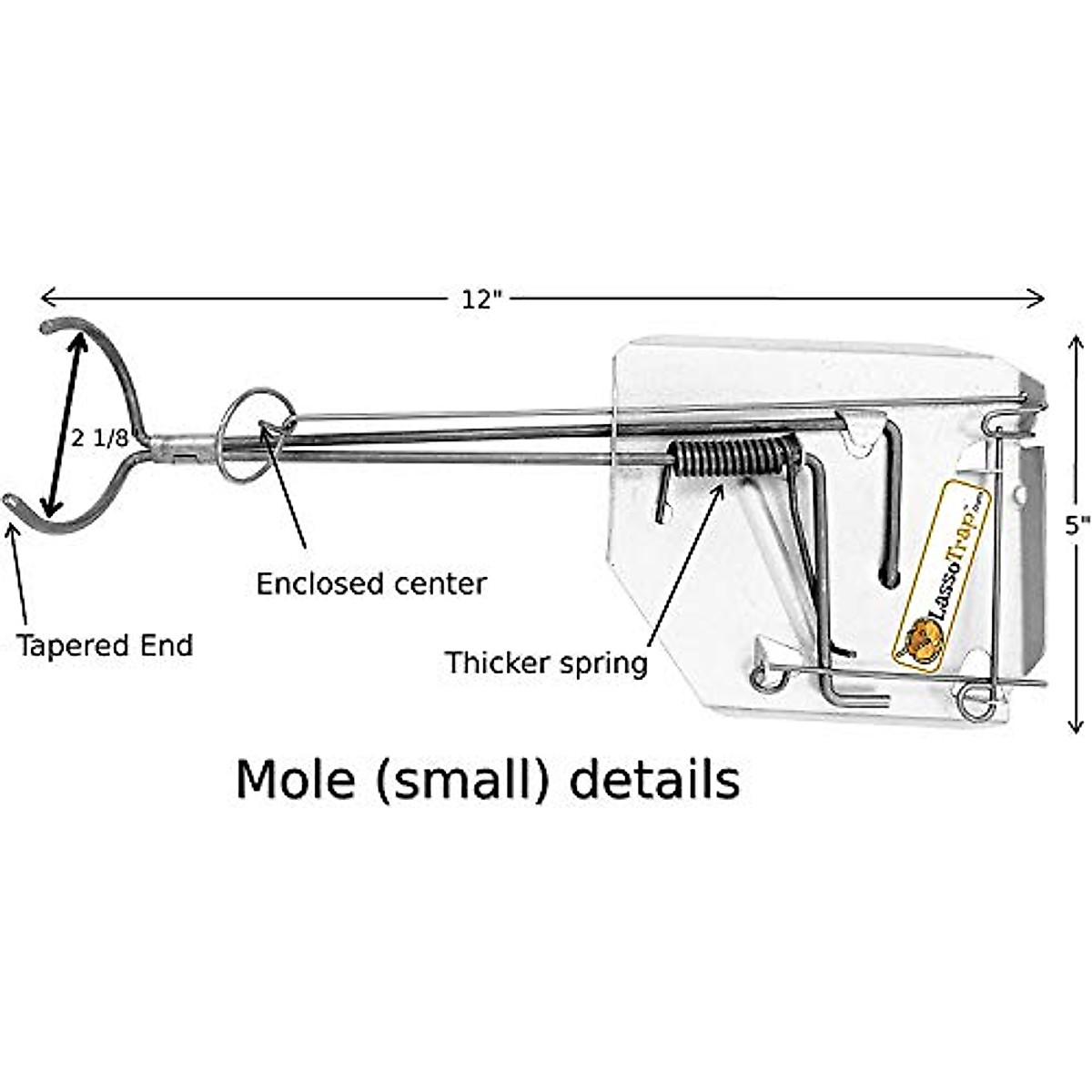 MOLE Trap (Pack of 2) LASSO Galvanized & Oil Hardened Steel// Super Cost-Effective, Reusable, Durable Animal Best in The Lawn, Yard, Garden, Farm, All Outdoor Settings w/ Manual (Small) 2 1/8inch