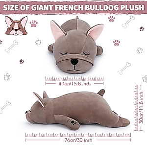Auspicious beginning 30'' Giant French Bulldog Plush Stuffed Animal- French Bulldog Dog Plush Pillow Plushies, Large Sleeping French Bulldog Large Plushie Toy, Birthday Gifts for Kids Girls Boys
