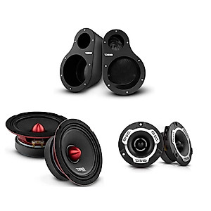 DS18 EN6P Universal Speaker Pods Bundle - 1 Set Left & Right Kick Panel + 2X 6.5 Midrange Speakers with Bullet + 2X 1 Super Bullet Tweeters - Great for Slingshot, SXS, Motorsports & ATV/UTV