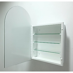 HESONTH Arched Medicine Cabinets with Frameless Mirror, Wall Mounted Bathroom Medicine Cabinet, Bathroom Mirrored Cabinet with Storage, 24x36 Inches Vanity Mirrors with Storage Cabinet