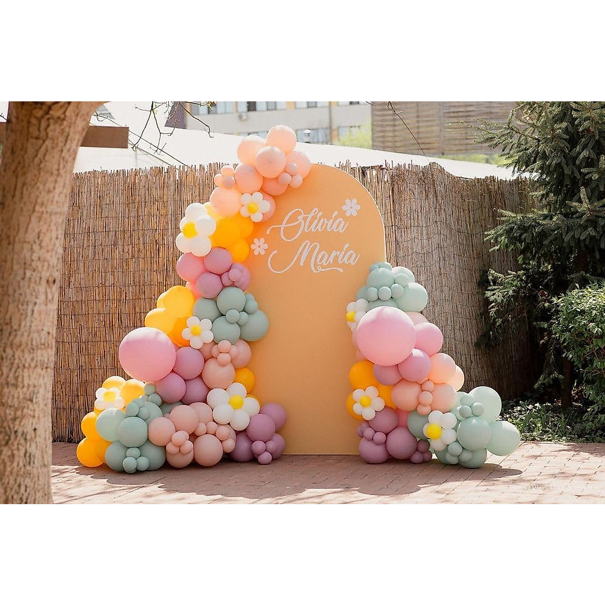 JOGAMS Pastel Daisy Balloon Garland Arch Kit,180Pcs Flower Balloon Arch Kit with Pastel Daisy Balloons for Daisy Theme Birthday Baby Shower Wedding Groovy Party Decorations for Girl