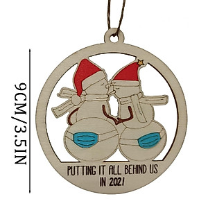 GTRXTAR 2021 Wooden Christmas Ornaments Christmas Tree Wooden Round Pendant Decoration, Christmas Tree Home Garden Decoration Hanging Ornaments (B) (D)