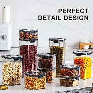 [Set of 6] Premium Quality Airtight Food Storage Container Clear Plastic Sturdy Canisters with Easy Lock For Kitchen Pantry Organization