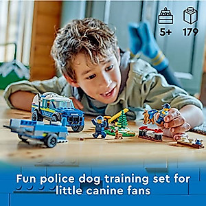 LEGO City Mobile Police Dog Training 60369, SUV Toy Car with Trailer, Obstacle Course and Puppy Figures, Animal Playset for Boys and Girls Ages 5 Plus