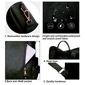 ROOSALANCE Leather Women Backpack Purse Fashion Large Multipurpose Convertible Backpack Shoulder Bag Handbags Ladies, Womens Travel Backpack Purse Black