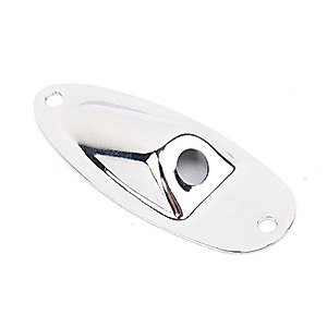 Musiclily Boat Style Strat Jack Plate for Fender Stratocaster Electric Guitar Replacement, Chrome(Pack of 2)