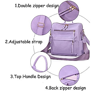 Iblue Fashion Backpack Purse for Women Convertible Travel Shoulder Bag PU Leather Satchel Handbags,#B3159 (Purple)