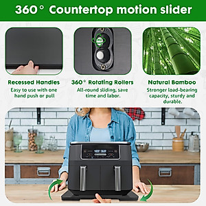 Appliance Slider 360° Rolling Tray for Coffee Maker Bamboo Coffee Pot Slider Tray for Countertop Rotation Sliding Tray with Wheels, Kitchen Appliances Mat Easily from Under The Cabinet (12.79"×15.75")