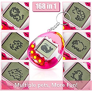 6 Pieces Virtual Pets Keychain Digital Nostalgic Electronic Pets Keychain Easter Gift Pet Key Chain 90s Handheld Games Electronic Pets Game Keyring with 1 Screwdriver 2 Button Battery (Mixed Style)