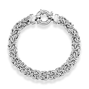Miabella Italian 925 Sterling Silver 9mm Classic Byzantine Link Chain Bracelet for Women, Handmade in Italy (Length 7.5 Inches (average size))