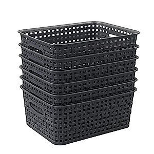 Nesmilers 6 Packs Plastic Woven Storage Baskets, Small Storage Basket Bins