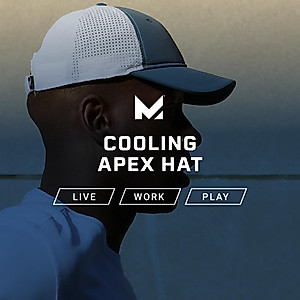 MISSION Cooling Apex Hat, Bering Sea/White - Unisex Baseball Cap for Men & Women - Lightweight & Adjustable - Cools Up to 2 Hours - UPF 50 Sun Protection - Machine Washable