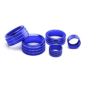 iJDMTOY 5pc-Set Blue Aluminum Air Conditioner Stereo Volume/Tune 2WD/4WD Switch Turner Ring Covers Compatible with 2017-2021 Toyota Tundra w/ 2-AC Center Console