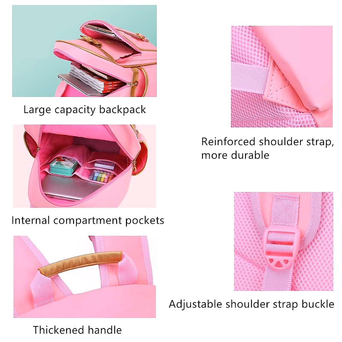 Children's Backpack Princess Girl School Bag PU Waterproof Casual Daypack