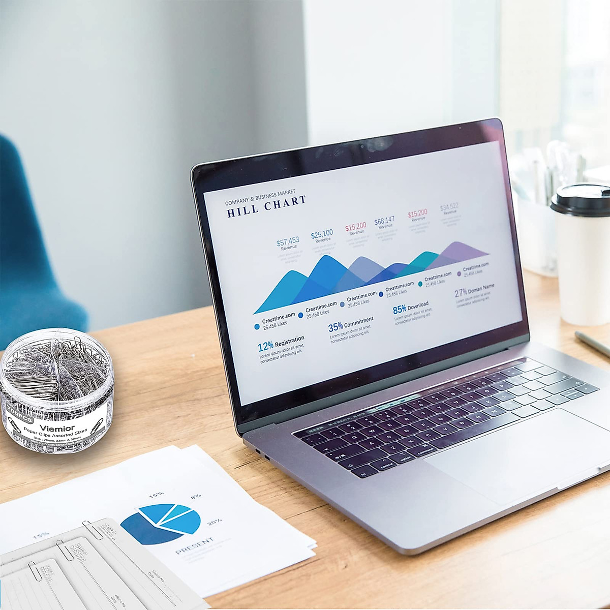 Paper Clips Assorted Sizes, Viemior 700pcs Paper Clips Paperclips for Paperwork - Large Paper Clips, Medium and Small Paper Clips (50 mm, 33mm & 28 mm) - Silver