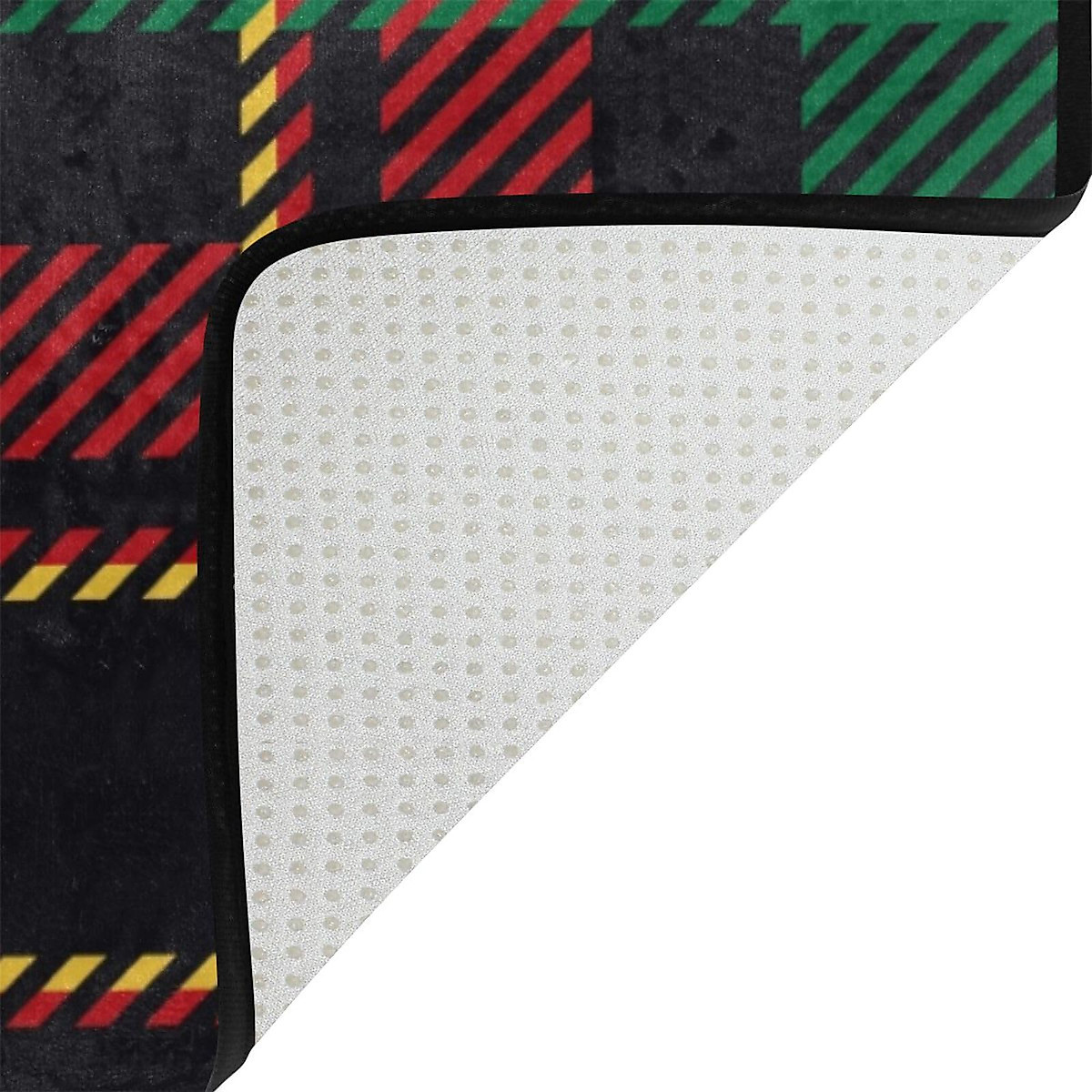 Doormat Welcome Door Mat-Plaid in Red Green Yellow Black Christmas,Living Room Kitchen Floor Mat Home Indoor Outdoor Decoration 24X16INCH