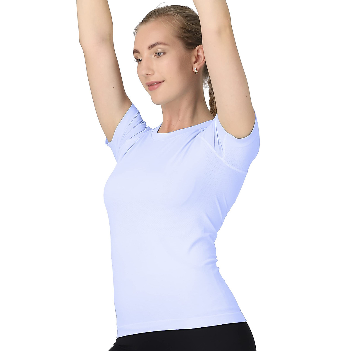 MathCat Workout Shirts for Women,Workout Tops for Women Short Sleeve,Yoga T Shirts for Women,Breathable Athletic Gym Shirts Blue