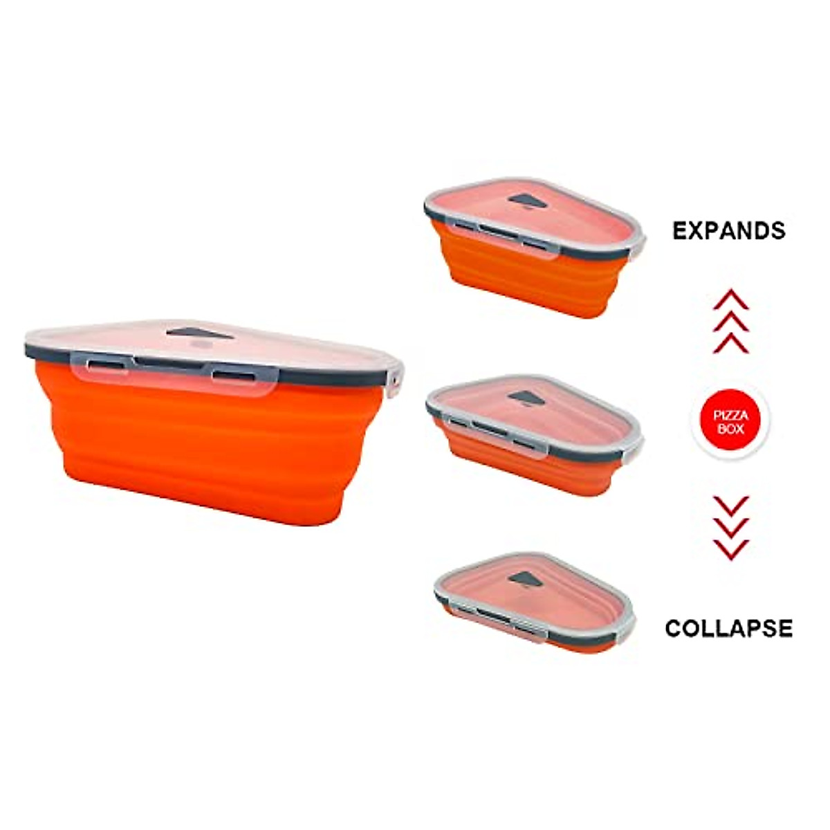 Farisod Pizza Storage Container Expandable,Pizza Container with 5 Microwavable Serving Trays,Adjustable Pizza Slice Container,Easy to Organize Pizza Storage, Saving Space,Microwave Safe (Black)