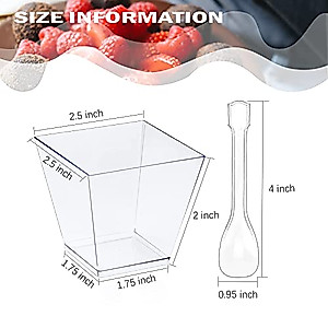 theirsova 60 Pack Dessert Cups, 4oz Parfait Cups with Lids and Spoons,Plastic Appetizer Cups with Lids,for Mousse Puddings, Party Supplies