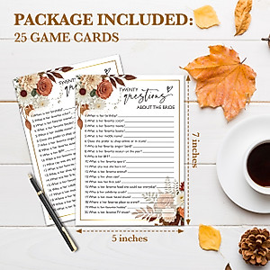 Boho Bridal Shower Game, Autumn Floral theme Wedding Shower Games Cards for 25 Guests, Engagement Party Decorations Favors, Bachelorette Party Fall Party Ideas and Activities -04