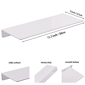 Veefos Floating Shelf Bathroom Shelf Wall Mounted, Metal Small Wall Shelf Bathroom Storage Shelf Bathroom Organizer for Vanity, Aluminum, White(1 Pack, 11.6 inch)