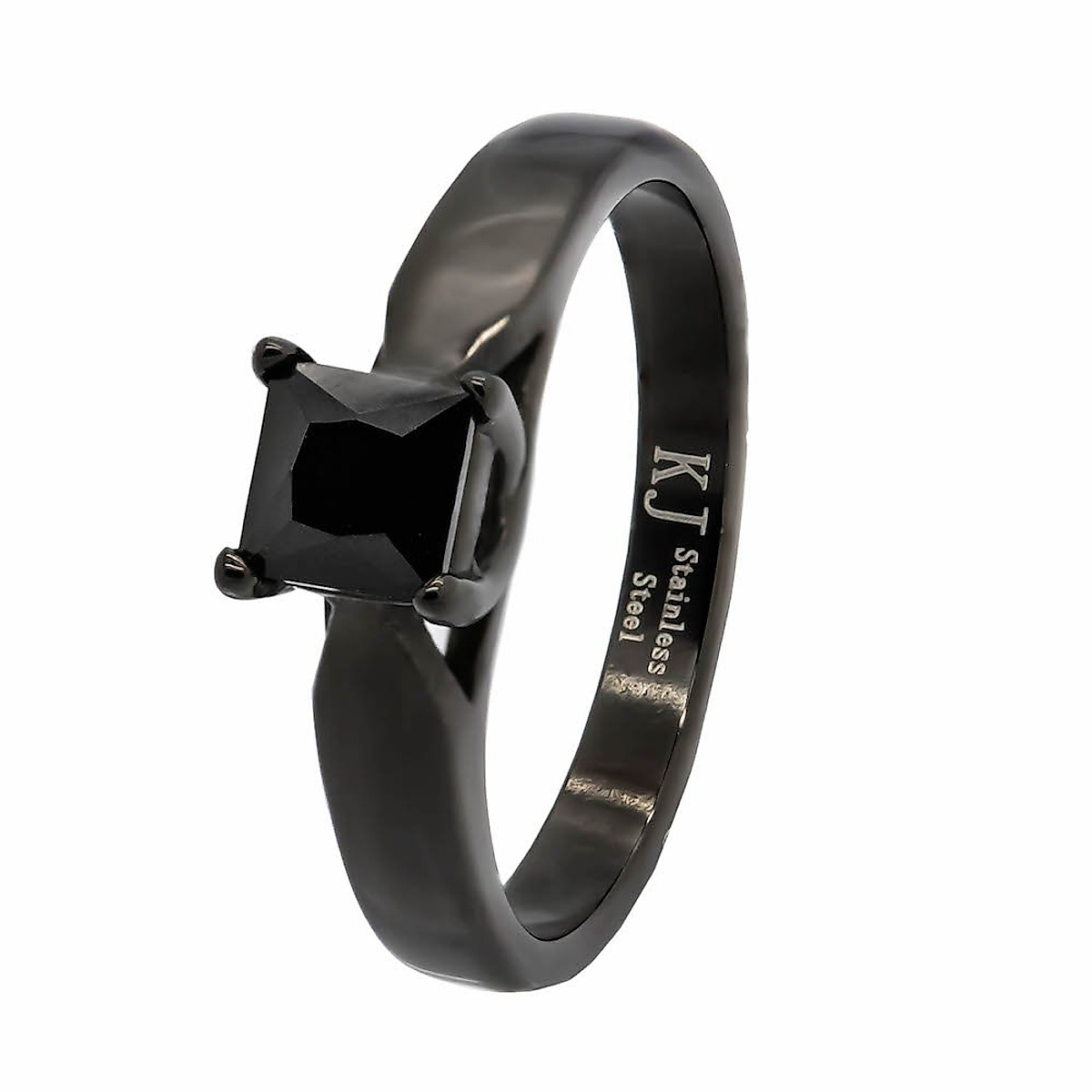 His & Hers 1.25 ct Natural Genuine Black Spinel Camo 3 pcs Surgical Stainless Steel Engagement Wedding Rings set