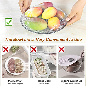 DAOZIJI Plastic Bowl Covers Elastic Reusable Fresh Keeping Bags/100ps, Plastic Food Covers Stretch Reusable, Reusable Bowl Covers for Bread Proofing, Disposable Elastic Bowl Covers for Outside